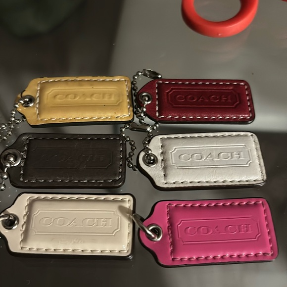 Coach | Accessories | Coach Leather Keychain Set Black White Red Brown ...
